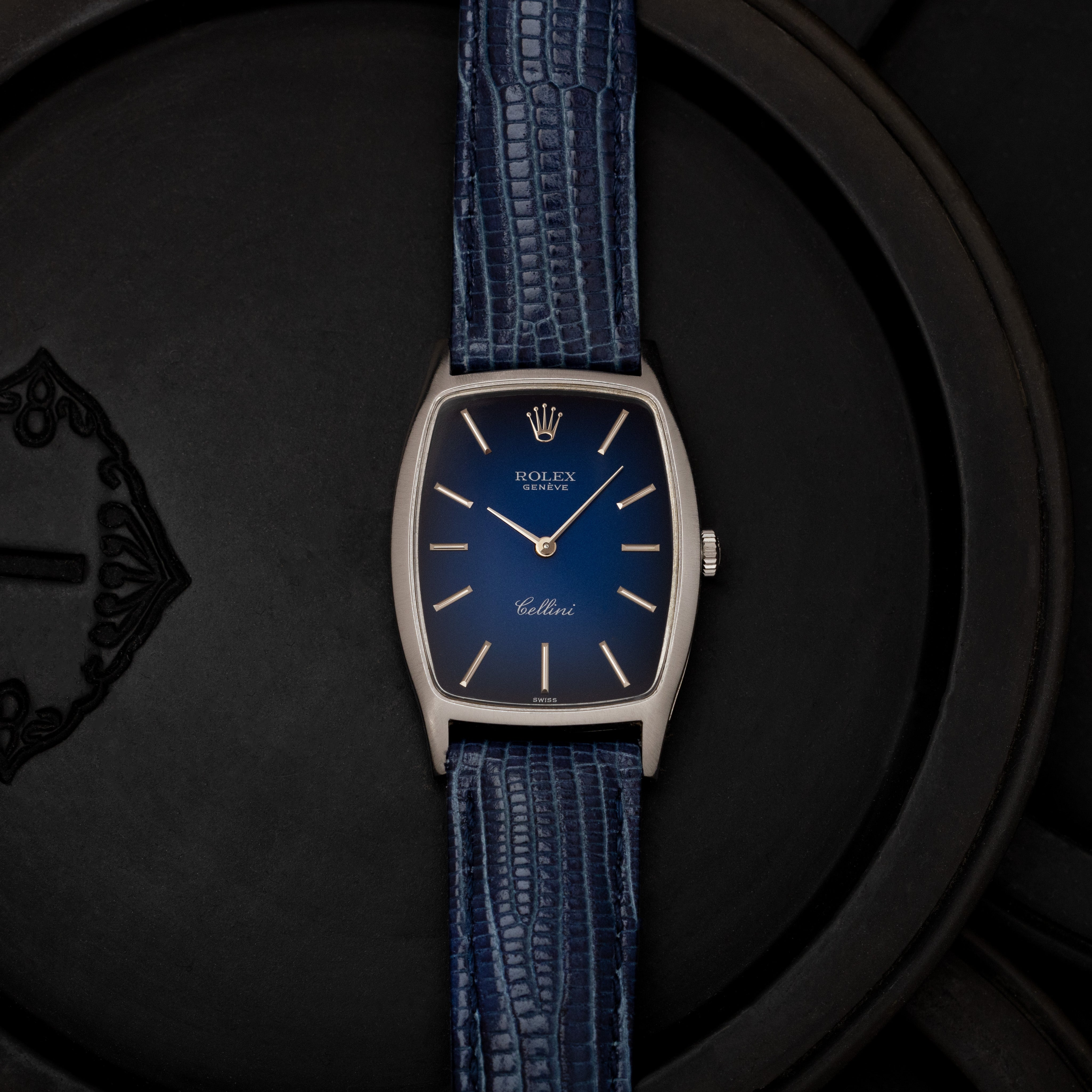ROLEX CELLINI 18K WHITE GOLD MODEL 3807 BLUE VIGNETTE – STEPHANIE WINDSOR